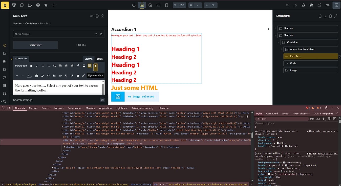 SOLVED: TinyMCE toolbar: "Dynamic data" button height in Bricks 2.0.x - Feature Requests ...