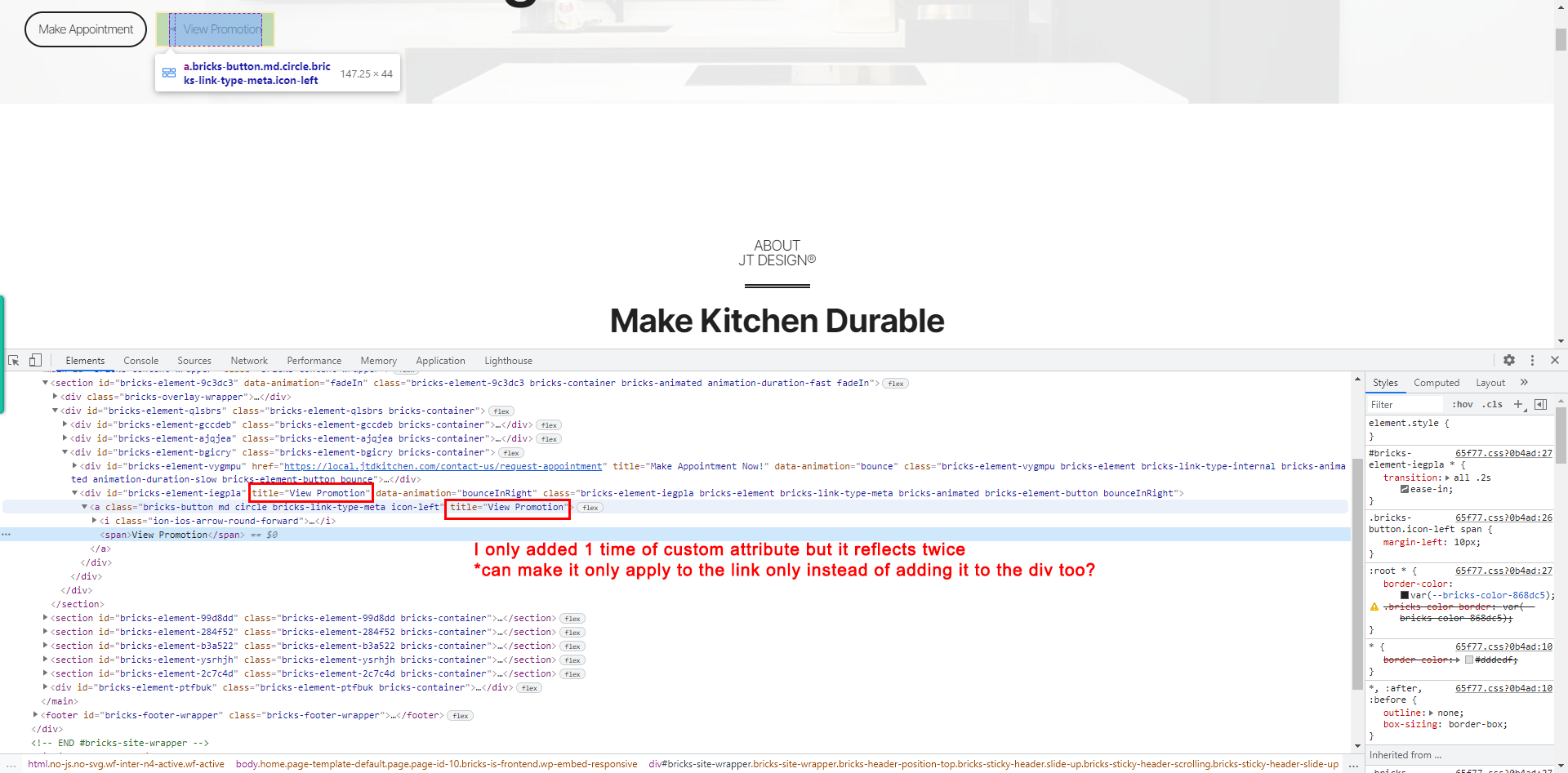 SOLVED: Element Button - Custom Attribute duplicated - Bugs - Bricks Community Forum