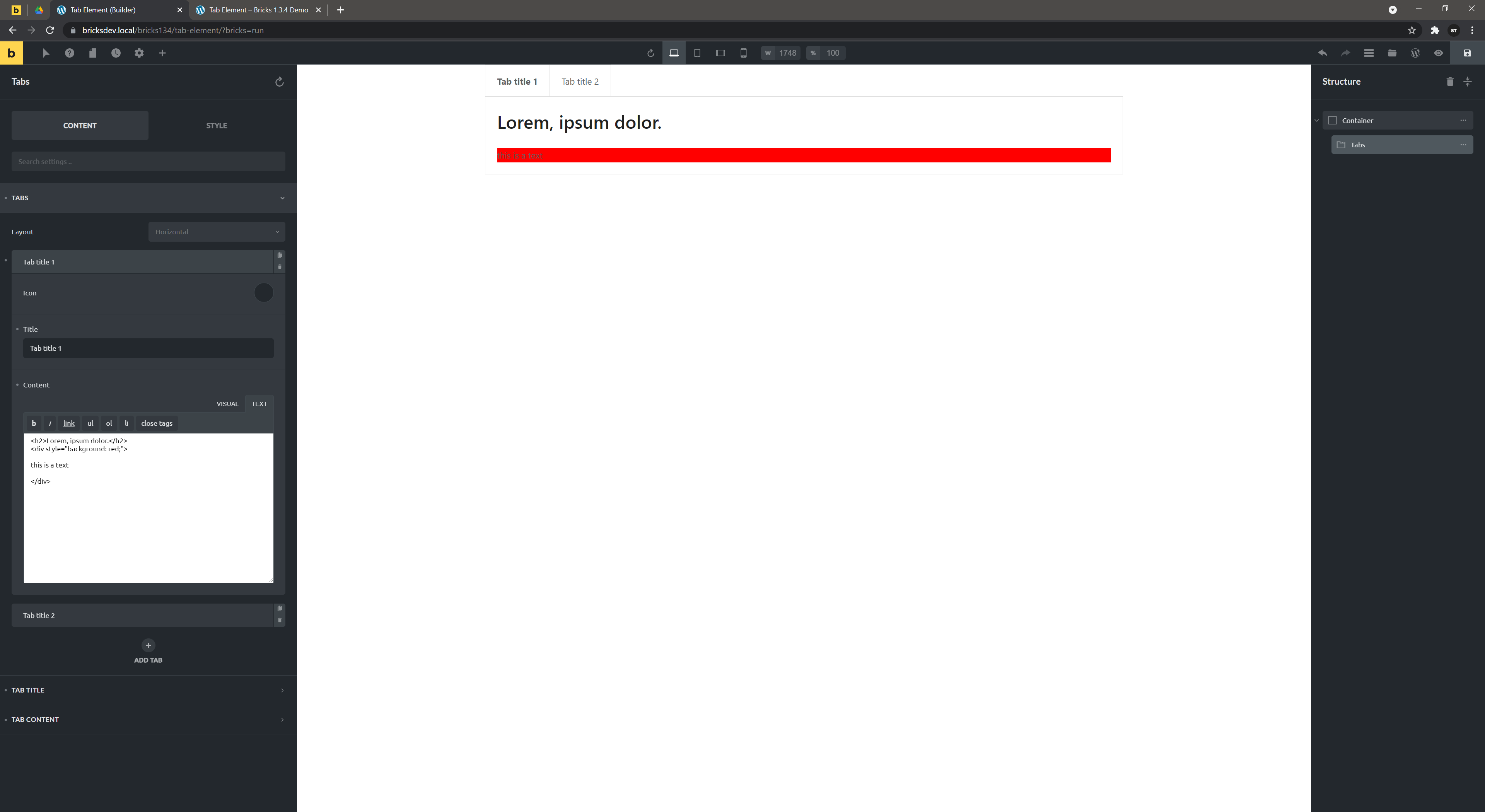 How To Put Formatted Text In A Tab How To Bricks Community Forum