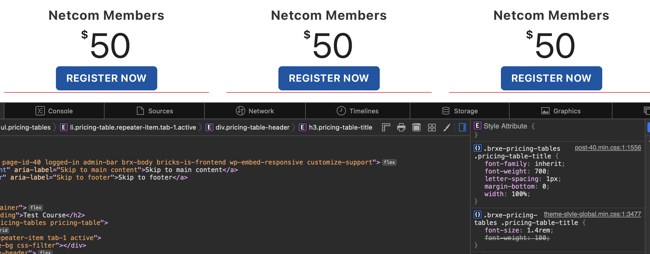 Solved Pricing Tables Title Font Weight Not Respecting Global Theme Style Bugs Bricks