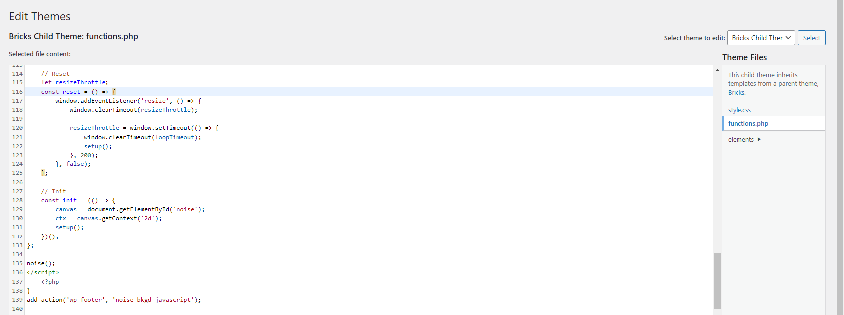 NO BUG: Child Theme Functions.php >>> Custom JS effect render to the editor too - Bugs - Bricks ...