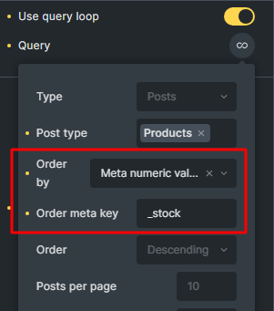 The problem of displaying products based on stock in the query loop - How To - Bricks Community ...