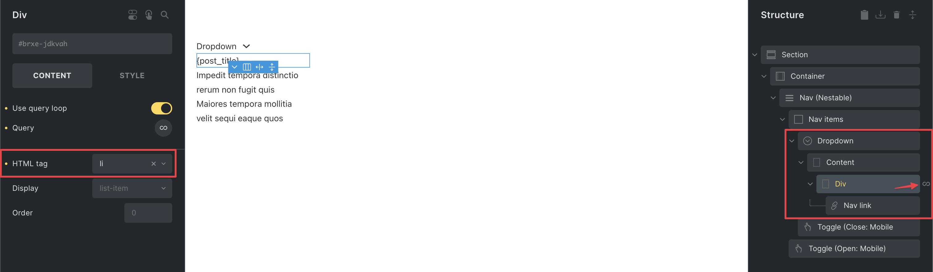 NO BUG: Query loop not working in nestable menu > dropdown - Bugs - Bricks Community Forum