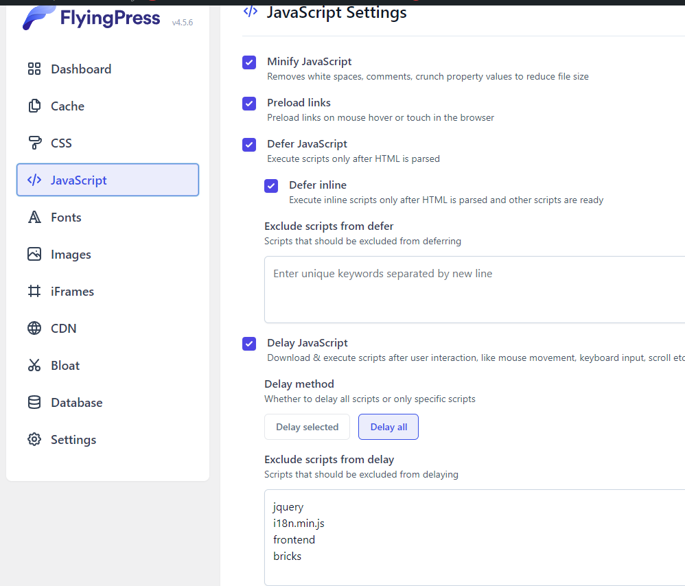 How To Use Bricks External Css Loading Method With Flyingpress Js Delay Bricks Community Forum 8153