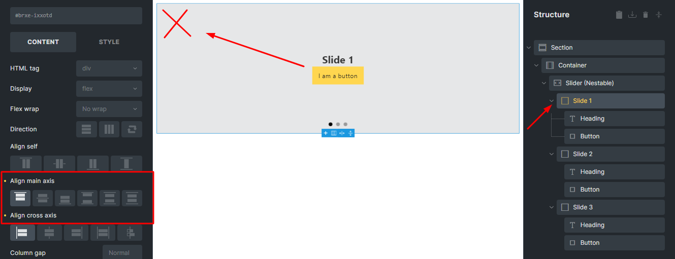 NO BUG: Nestable slider: content alignment - Bugs - Bricks Community Forum