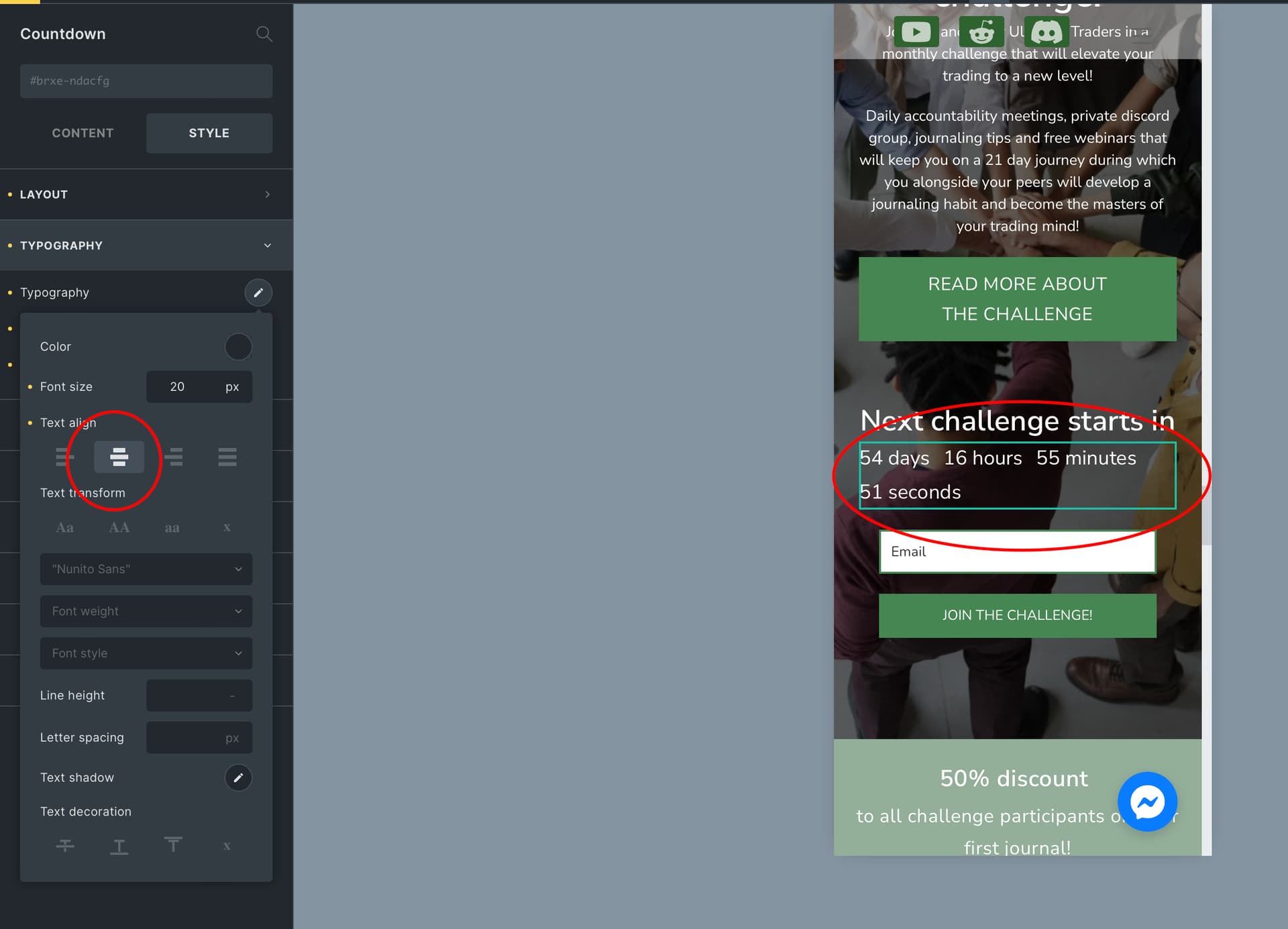 SOLVED: Countdown horizontal align does not work - Bugs - Bricks Community Forum