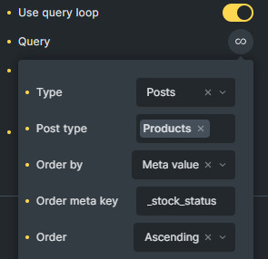 The problem of displaying products based on stock in the query loop - How To - Bricks Community ...
