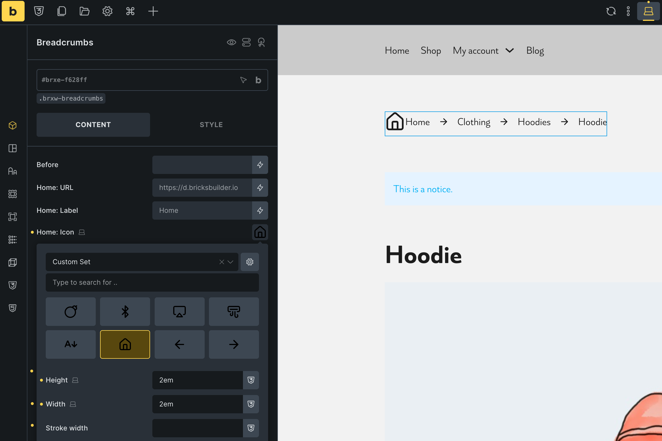 WAIT: Breadcrumbs different size for home and separator icons not working - Bugs - Bricks ...