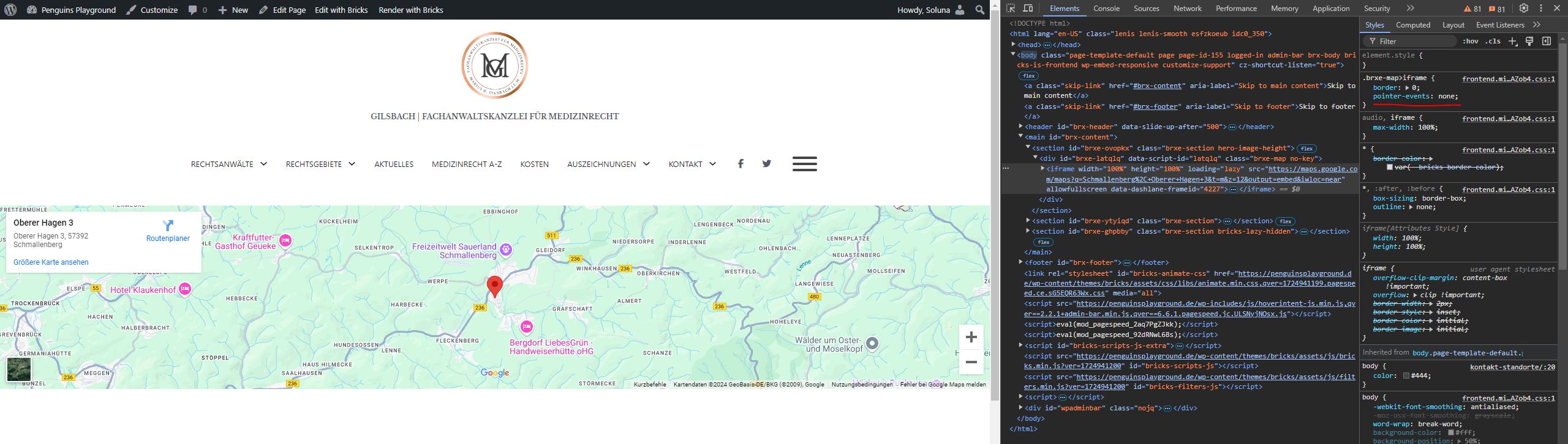 SOLVED: Map element (no API key) is not clickable - Bugs - Bricks Community Forum