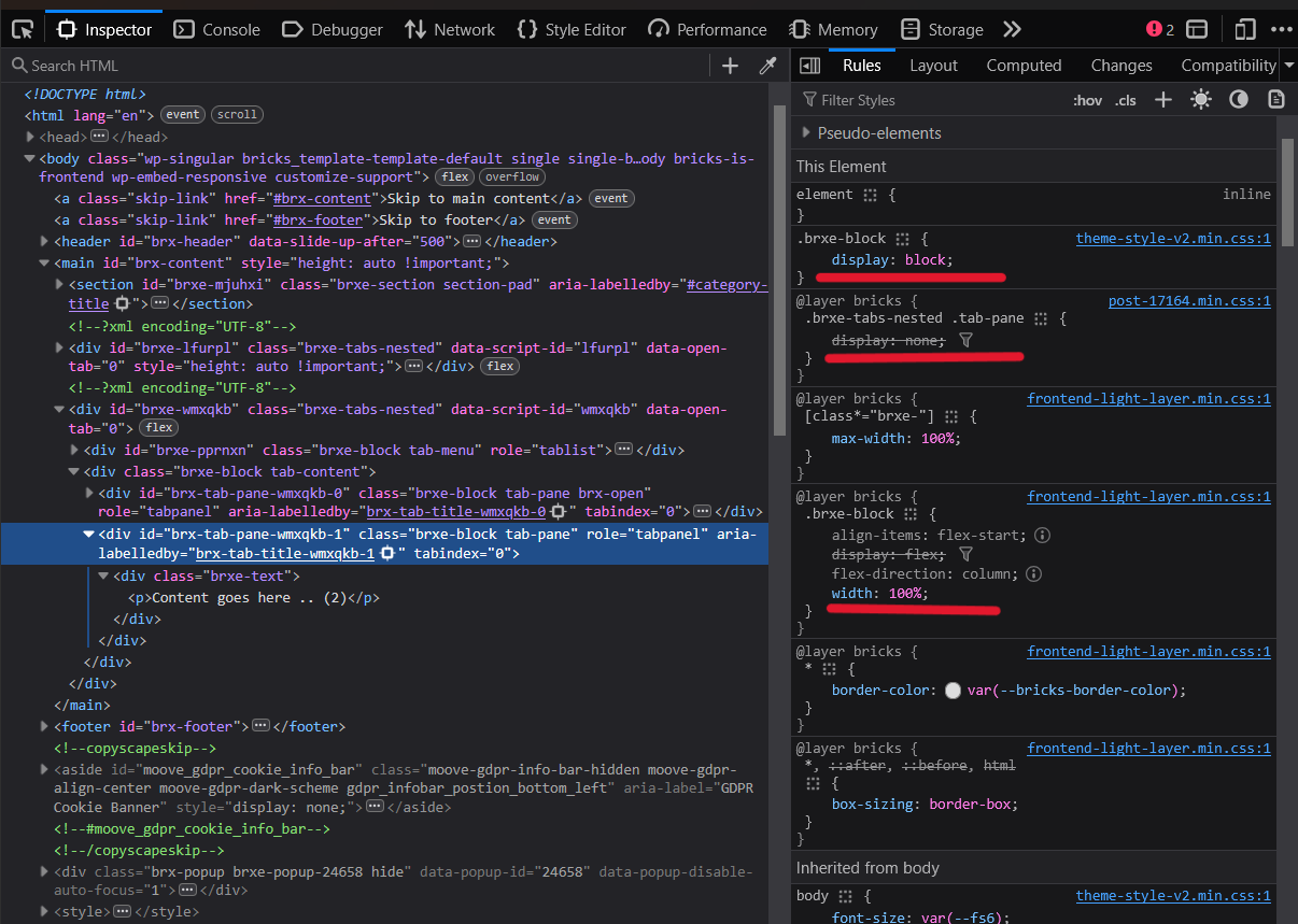 SOLVED: Issue with Tabs Nestable while using "Cascade layer" settings - Bugs - Bricks Community ...