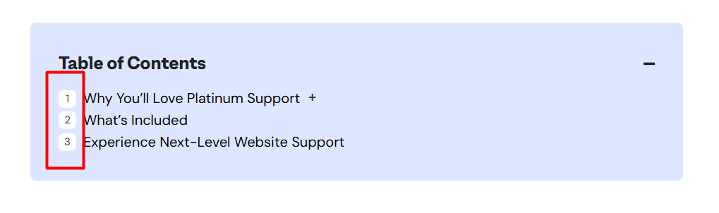 Counter/icon for table of content element - Feature Requests / Improvements - Bricks Community Forum