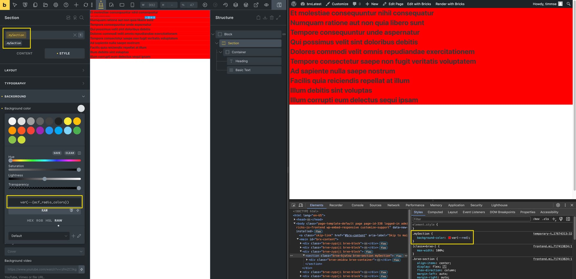 NO BUG: Dynamic data in Background Raw field not working properly - Bugs - Bricks Community Forum