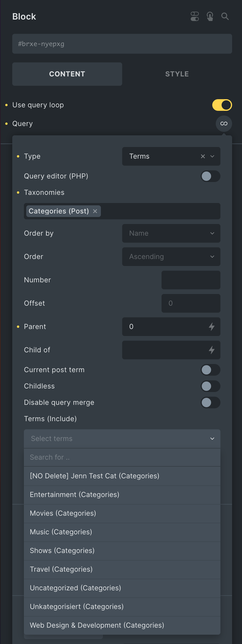 NO BUG: Query Loop For Terms - Include/Exclude Won't Show Anything - Bugs - Bricks Community Forum