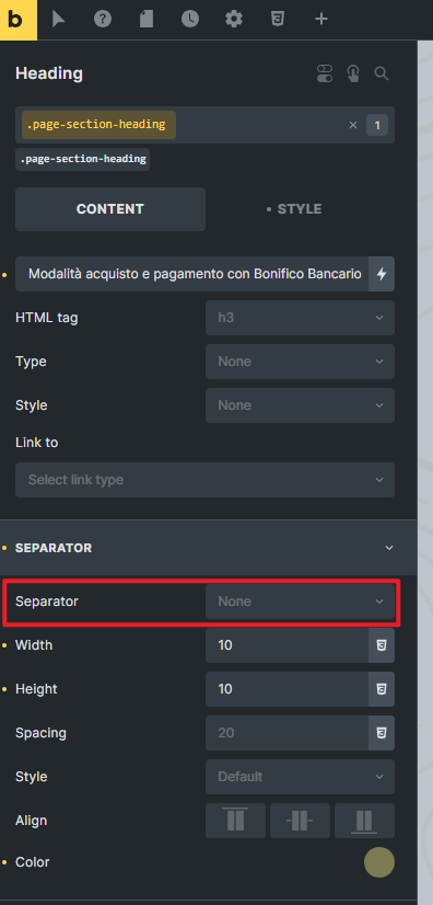 NO BUG/DUPLICATE: Heading separator - Bugs - Bricks Community Forum