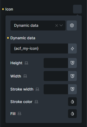 SOLVED: Icon: Missing svg settings with dynamic data - Bugs - Bricks Community Forum