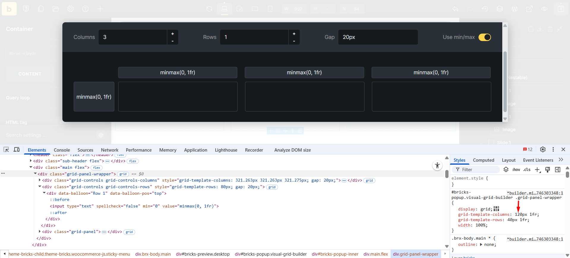 Min/max is displayed incompletely in the visual grid builder - Feature Requests / Improvements ...