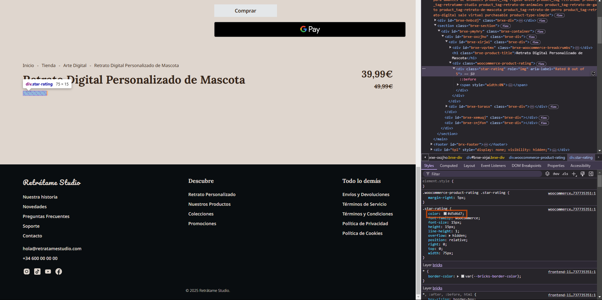 SOLVED: Woo Product Rating widget star colors - Bugs - Bricks Community Forum