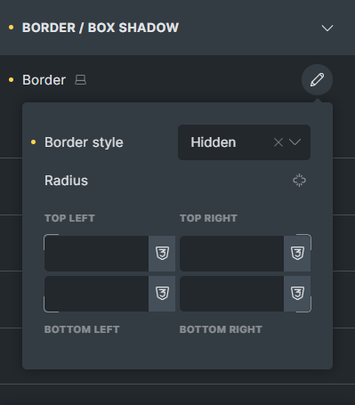 Hide border Width and border color after select none and hidden in border control - Feature ...