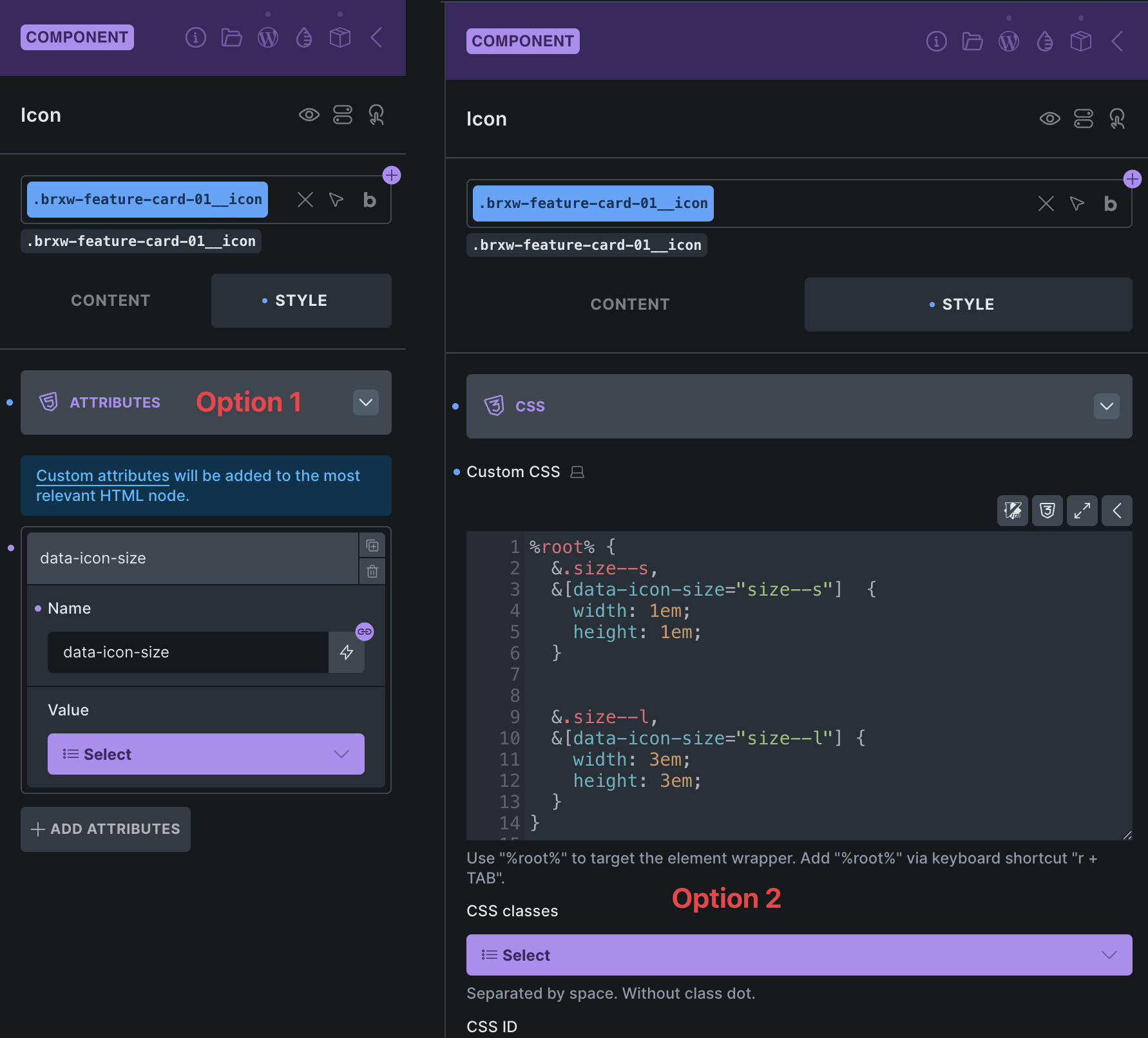 Components: How to change the icon size per instance? - How To - Bricks ...