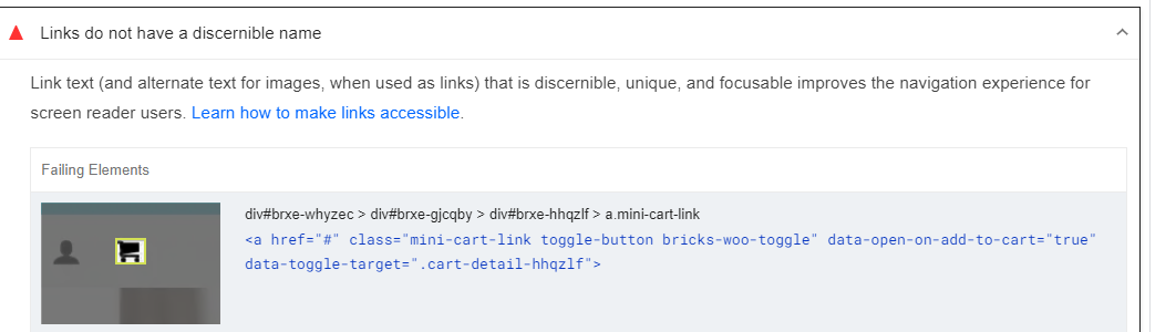 SOLVED: Aria Label for Mini-cart - Bugs - Bricks Community Forum