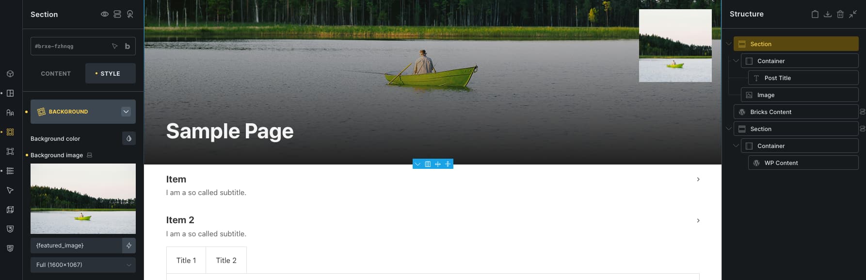 WIP: Featured image as background does not display in builder when part of Single template ...